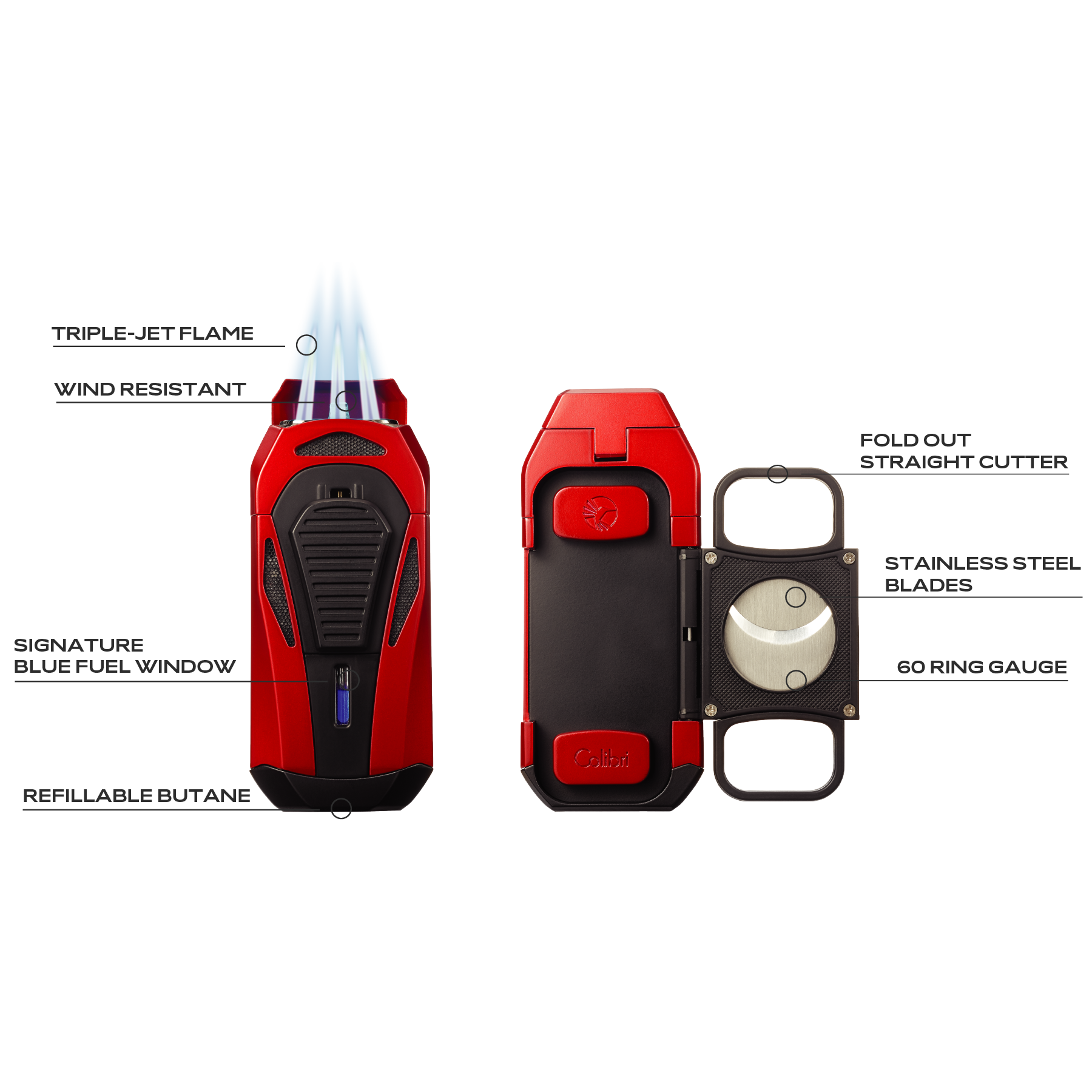 Colibri Boss World's First Triple-jet Flame Lighter with Fold-out Cigar ...